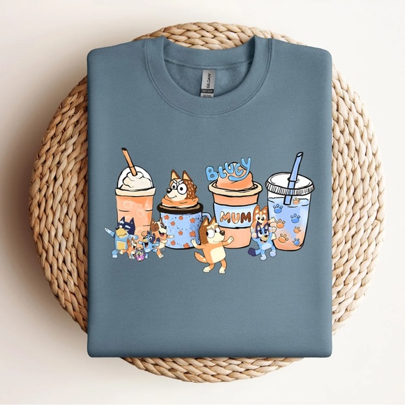 Handmade | Tops | Bluey Coffee Sweatshirt | Poshmark